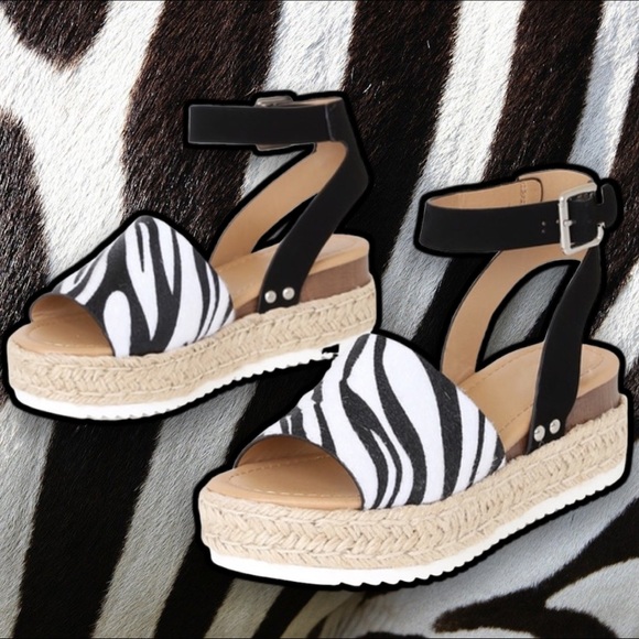 Soda | Shoes | Rare Topic Zebra Print Espadrille Platform Sandal | Poshmark